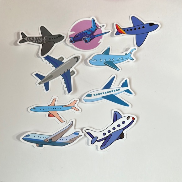 Office | 9 Piece Bundle Of Airplane Stickers Blues | Poshmark